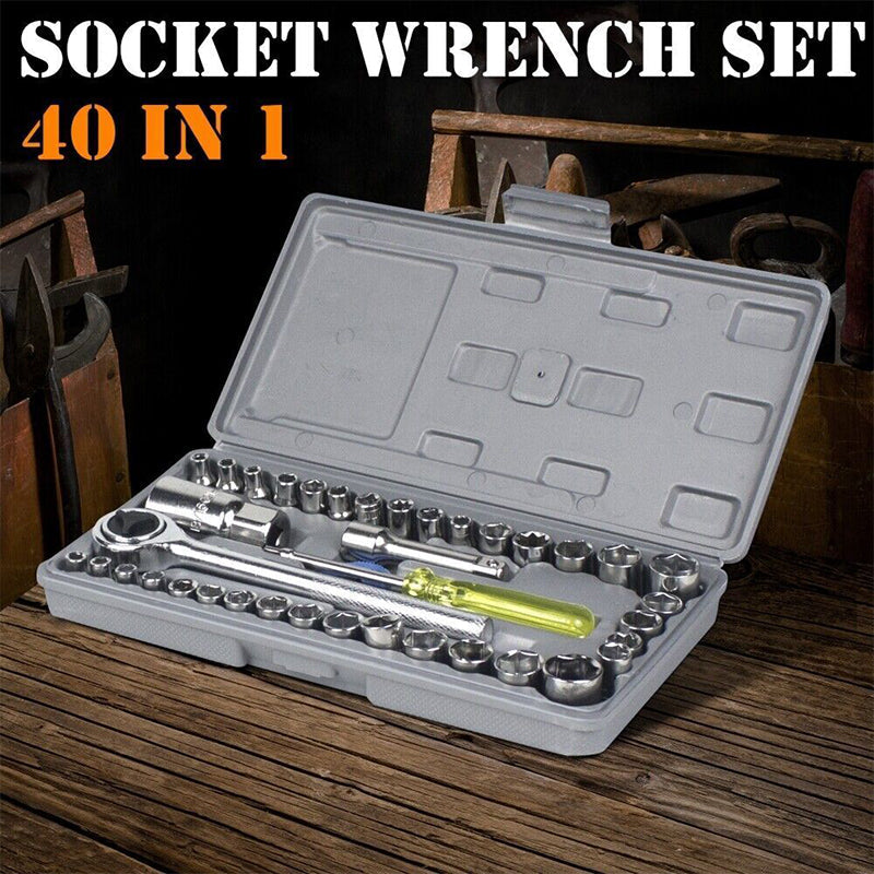 40-Piece Multi-function Socket Wrench Ratchet Tool Kit for Auto Repair – bling-furnitureshop