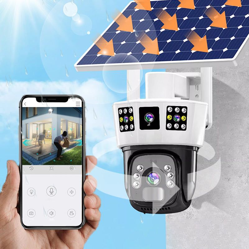 360° Smart Solar Surveillance Camera with Three-screen Monitoring ...