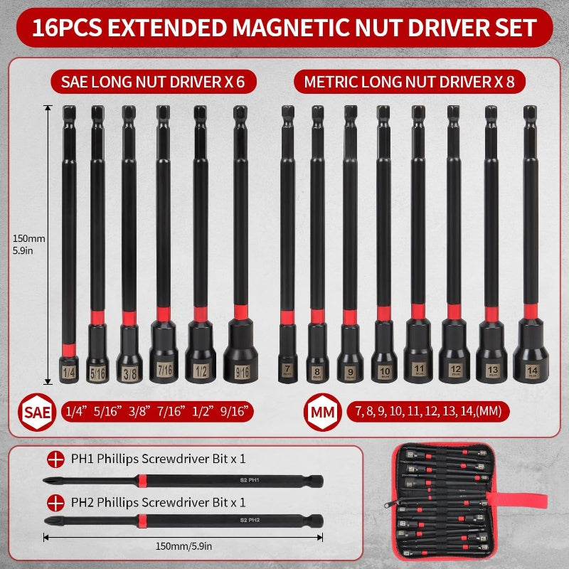 16-Piece Magnetic Nut Driver Set – bling-furnitureshop